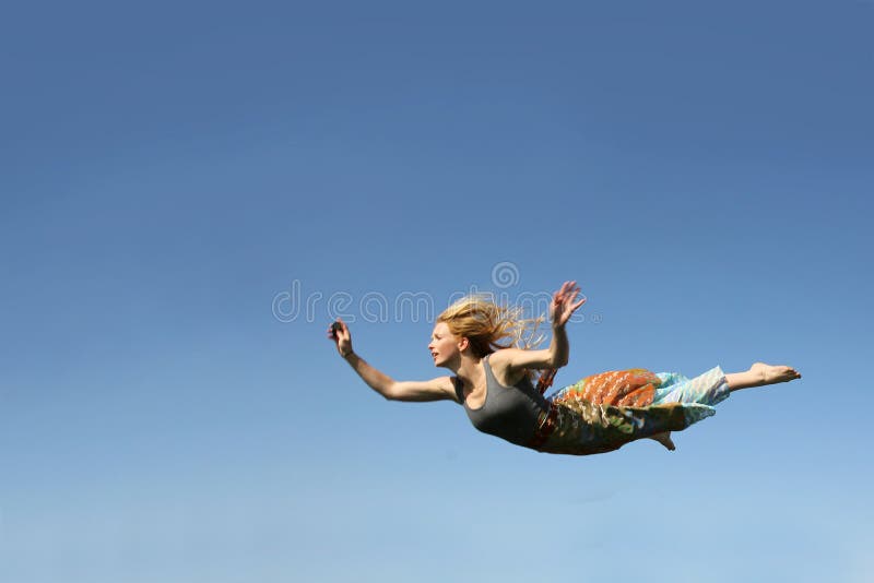 Woman Falling through the Sky Stock Photo - Image of summer, flying ...
