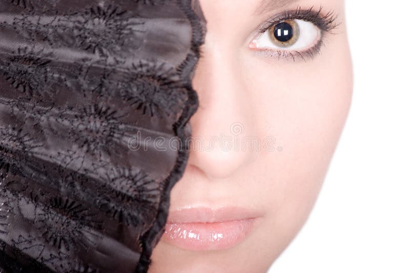 Woman with Fan stock image. Image of eyelash, hair, beauty - 4195675