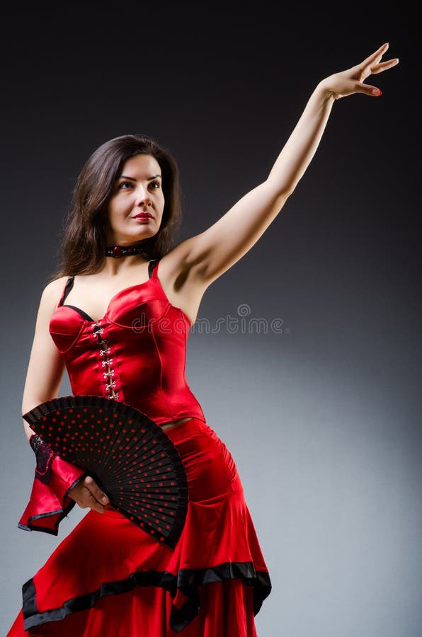 Woman with Fan Dancing Dances Stock Image - Image of american, latino ...