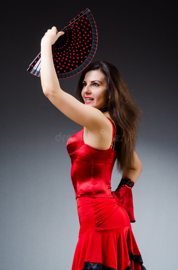 The Woman with Fan Dancing Dances Stock Image - Image of american ...