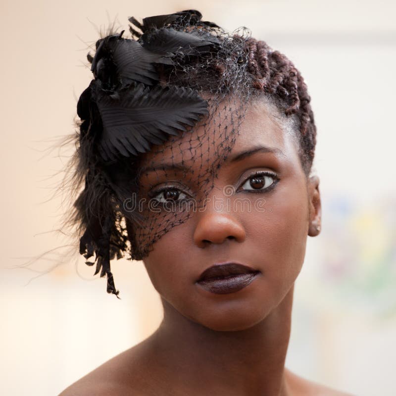 Woman in Fancy Veiled Headpiece Stock Image - Image of funereal, grief ...