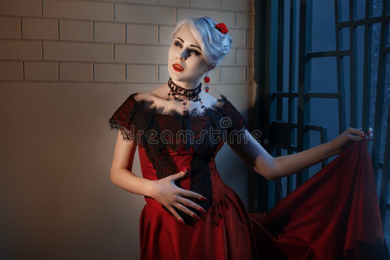 Woman with the Fangs of a Vampire. Stock Image - Image of death ...