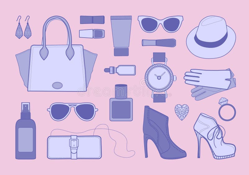 Woman fashion objects stock vector. Illustration of outfit - 238078011