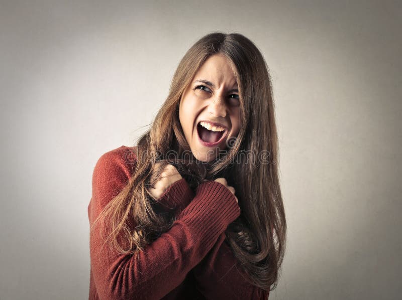 Woman with fear expression stock image. Image of young - 67496187