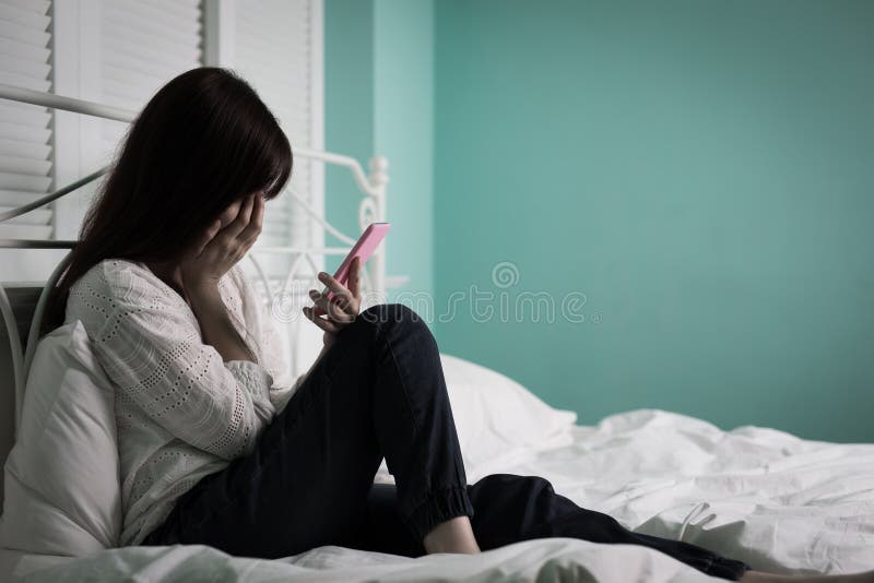 Woman feel depression stock image. Image of cellphone - 94008663