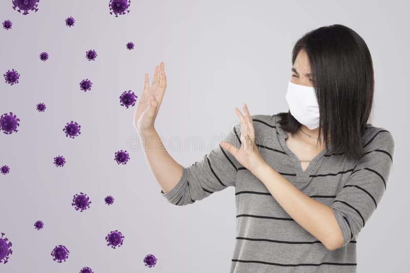 Woman Feel Scared Virus and Bacteria Stock Image - Image of sick, float ...