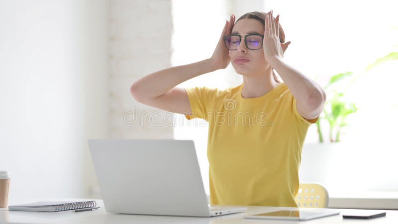 Woman Feeling Disappointed while Using Laptop Stock Image - Image of ...