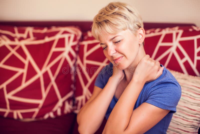 Woman Feels Strong Neck Pain. People, Healthcare and Medicine Concept ... Woman Feels Strong Neck Pain. People, Healthcare and Medicine Concept ...