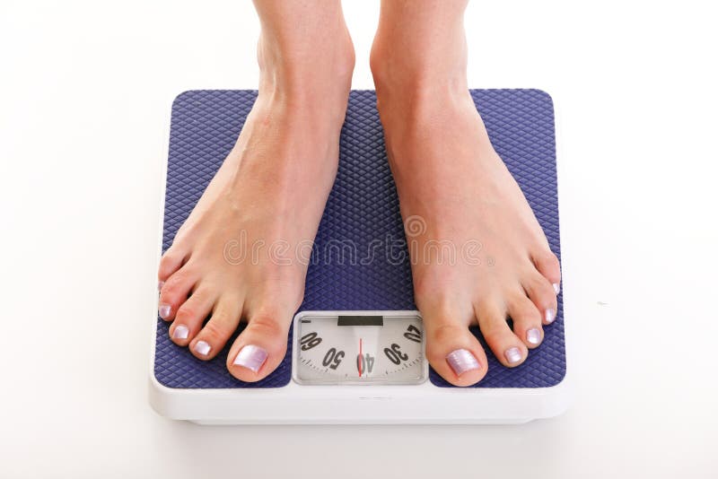 Woman Feet and Weight Scale Isolated on White Background Stock Image ...