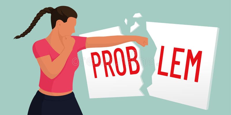 Woman Fighting Problems and Finding Solutions Stock Vector - Illustration of willpower, tearing ...