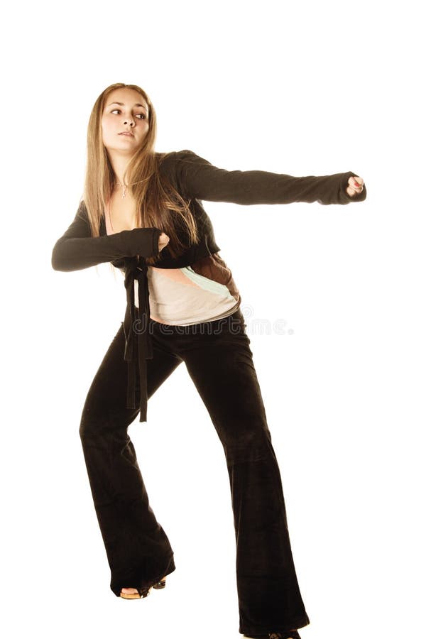 Woman in fighting stance stock image. Image of girl, vertical - 10399857