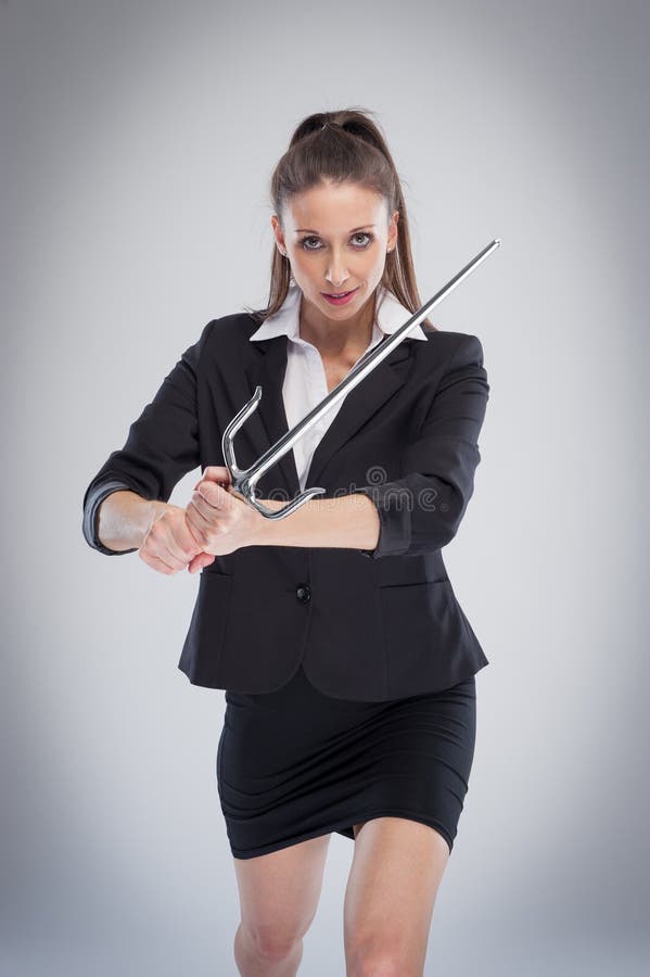 Woman Fighting with Sword stock image. Image of katana - 53906865