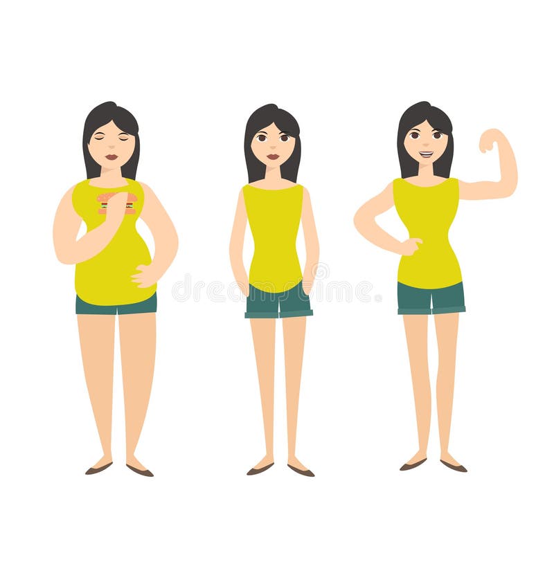 Woman Figure Fat Normal Slim. Vector Stock Vector - Illustration of ...