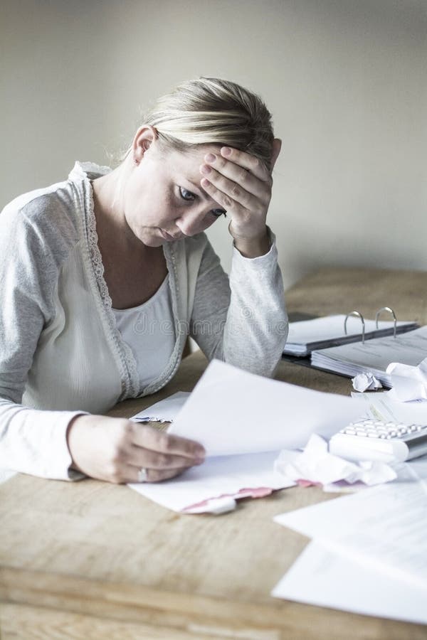 Woman in financial stress stock image. Image of expenses - 35011297