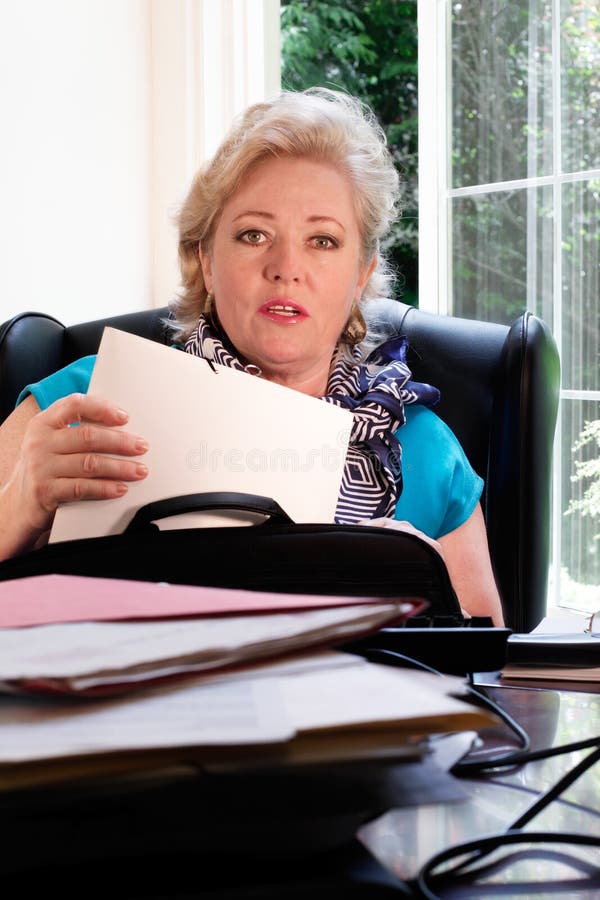 Woman Finding the Right Papers Stock Image - Image of papers, paperwork ...