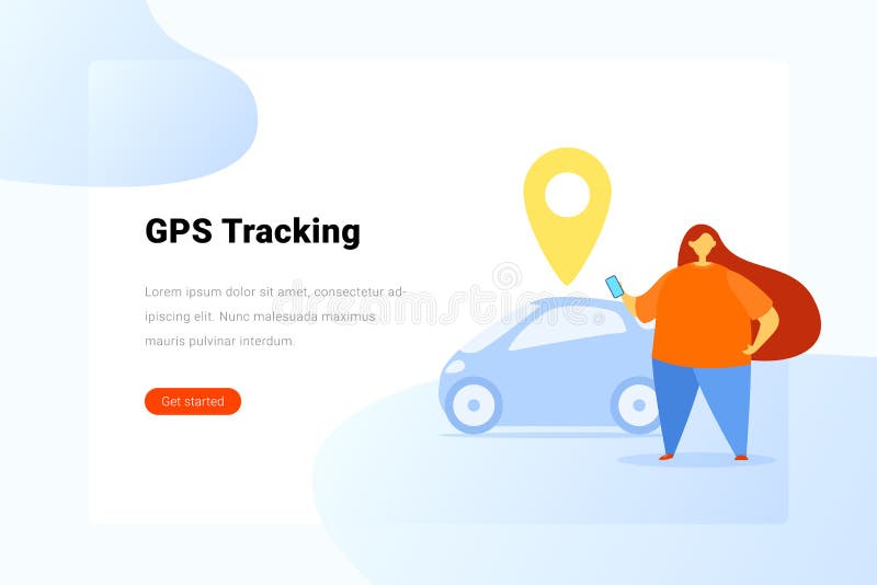 Woman Finds in Smartphone Car by GPS Tracking Flat Vector Illustration ...