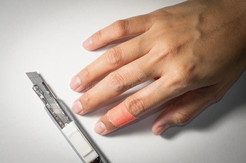 Female Finger with Adhesive Bandage Stock Photo - Image of white ...