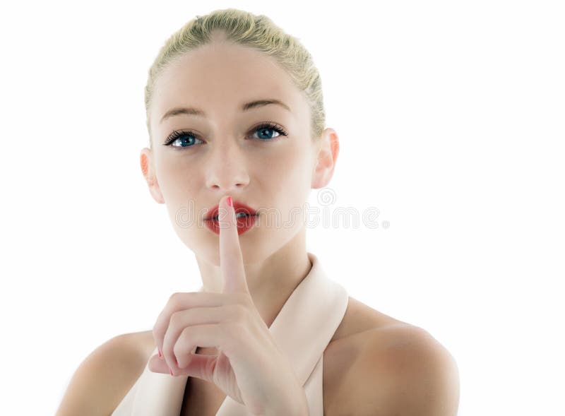 Secret - Mystery Woman with Finger at Lips Stock Photo - Image of ...