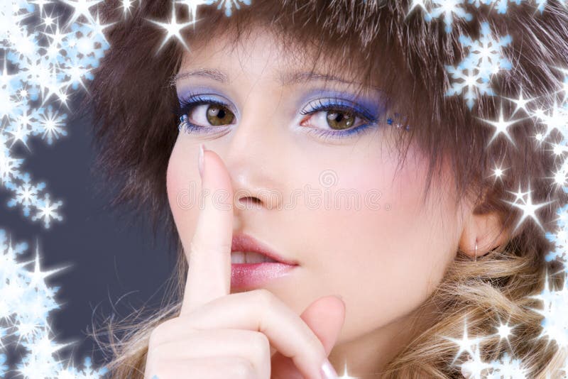 Woman with finger on lips stock photo. Image of gazing - 40311764