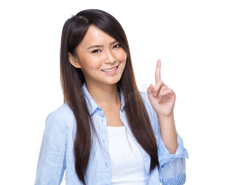 Woman finger point up stock photo. Image of person, clothes - 43126544