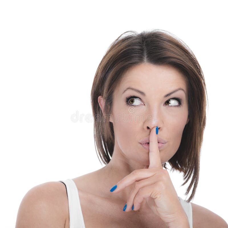 Woman with finger to lip stock photo. Image of beautiful - 10337320