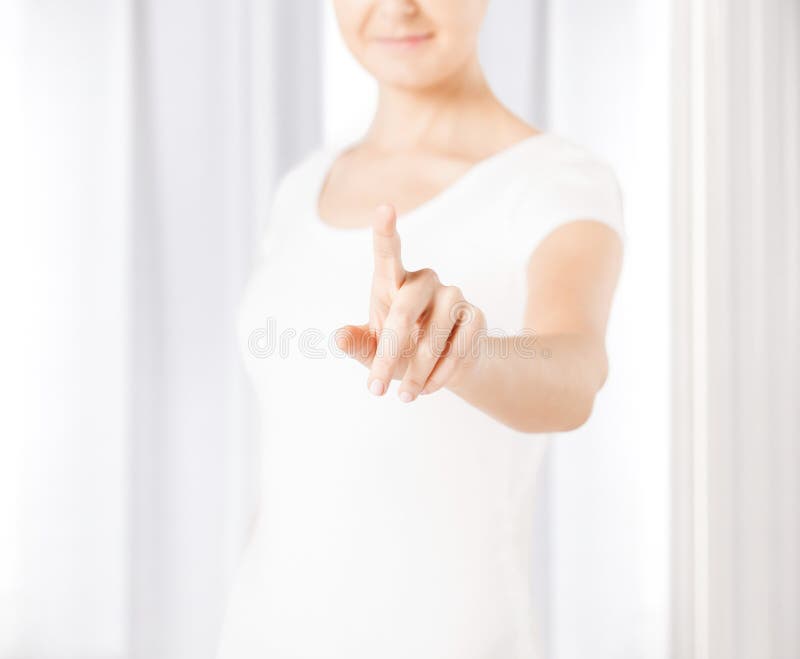 Woman with finger up stock image. Image of caucasian - 38063149