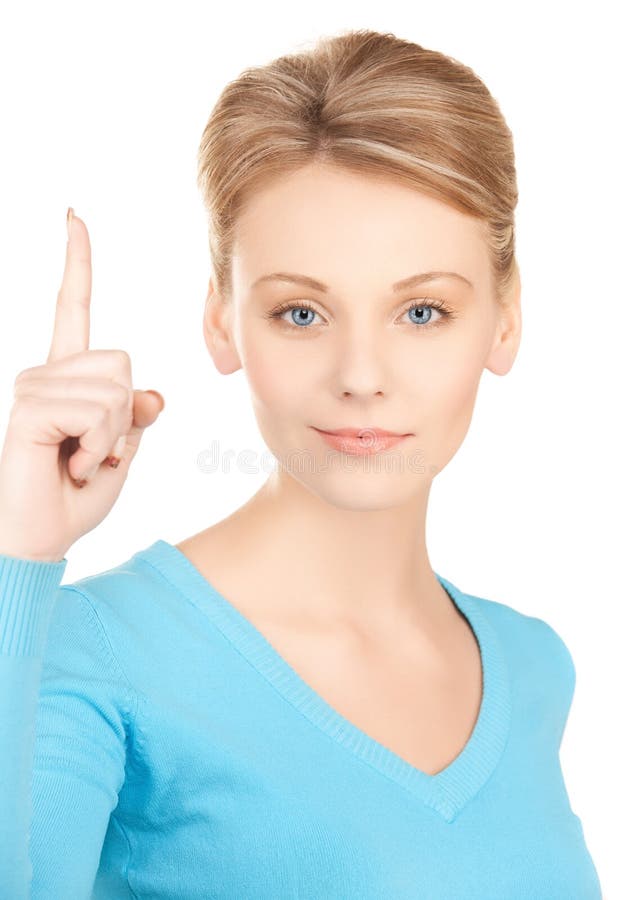 Woman with finger up stock photo. Image of person, aware - 38346094