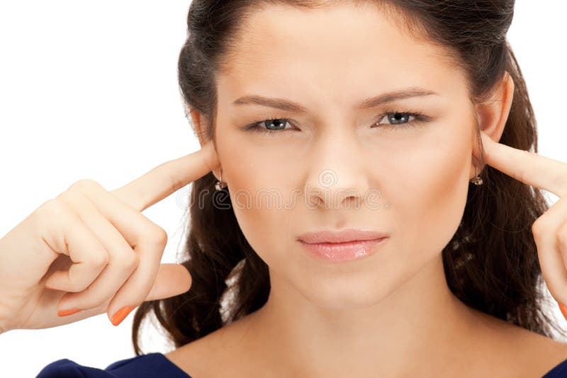Woman with fingers in ears stock image. Image of gesture - 40078199