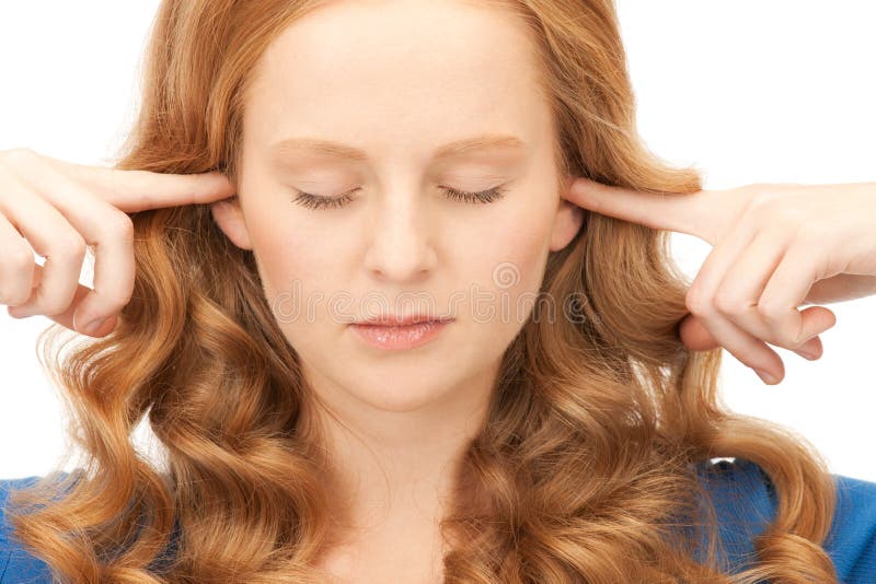 Woman with fingers in ears stock image. Image of businesswoman - 41080535