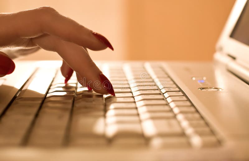 Woman Fingers on Laptop Keyboard Stock Photo - Image of fingers, press ...
