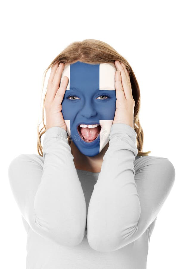 Woman with Finland Flag on Face. Stock Photo - Image of flag, people ...