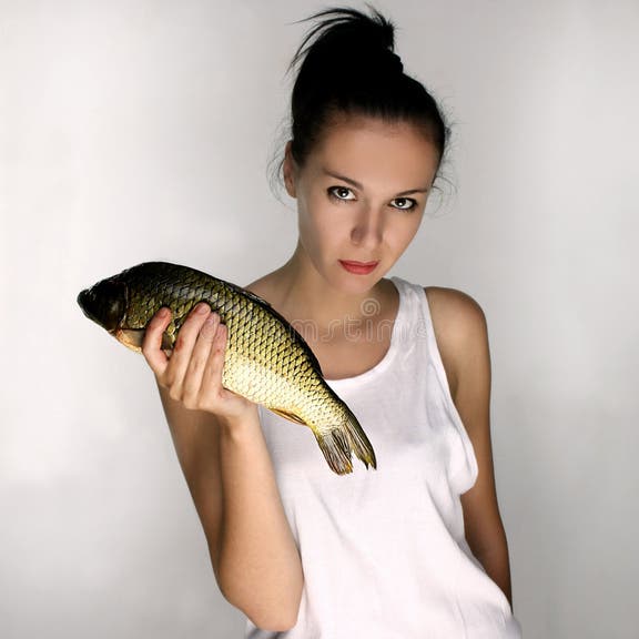 Woman with fish stock image. Image of face, scale, portrait - 11208029