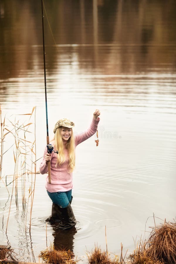 Woman Fishing stock photo. Image of female, funny, leisure - 24345128