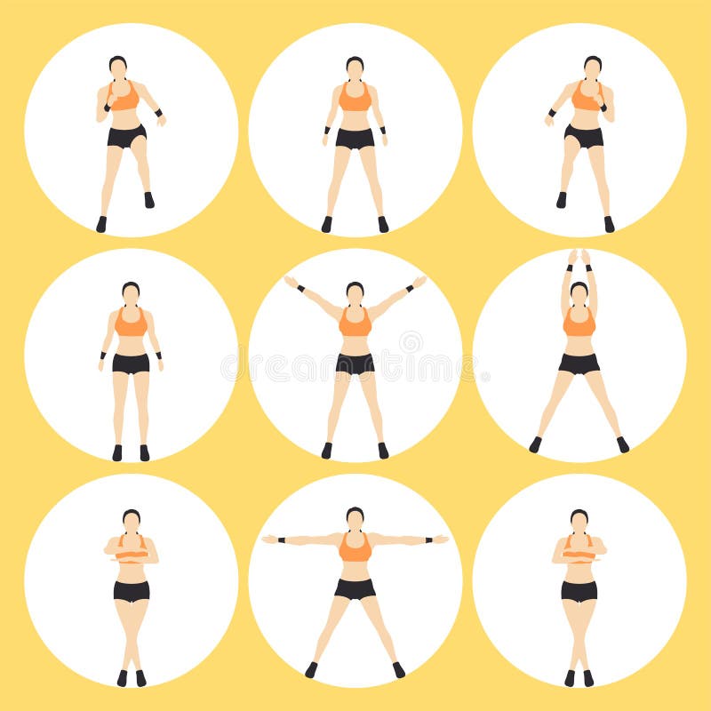 Woman Dumbbell Workout Fitness and Exercises. Stock Vector ...