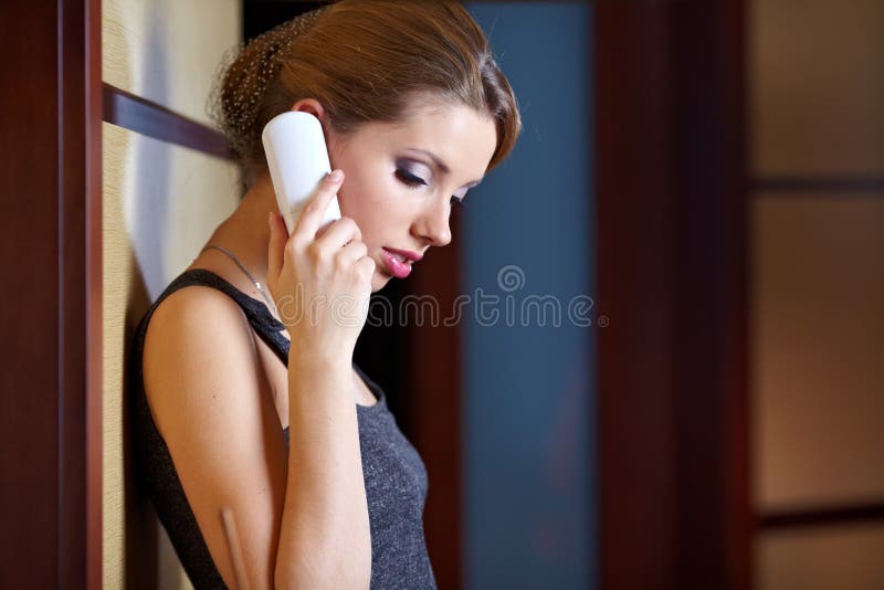 Woman Flirting and Chatting on the Phone Stock Image - Image of ...