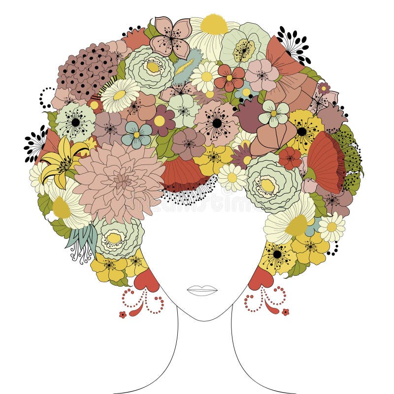 Woman`s Floral Silhouette. Vector Fashion Portrait Stock Vector ...