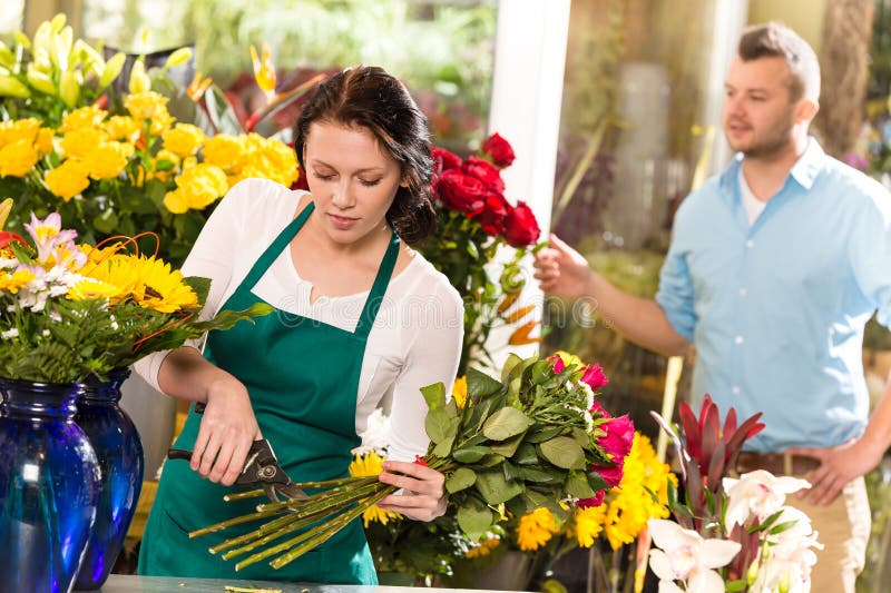 Woman Florist Selling Sunflowers Bouquet Flower Shop Stock Photo ... Woman Florist Selling Sunflowers Bouquet Flower Shop Stock Photo ...