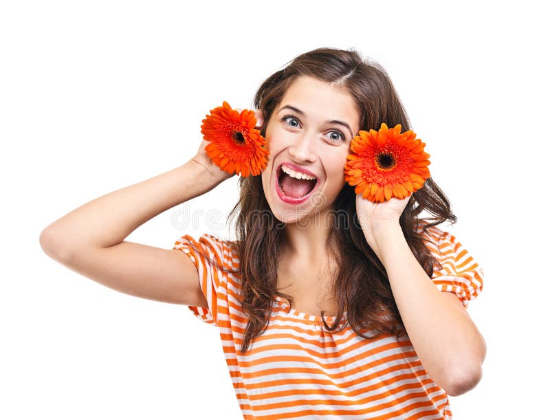 Woman with flower stock photo. Image of person, fresh - 27573978