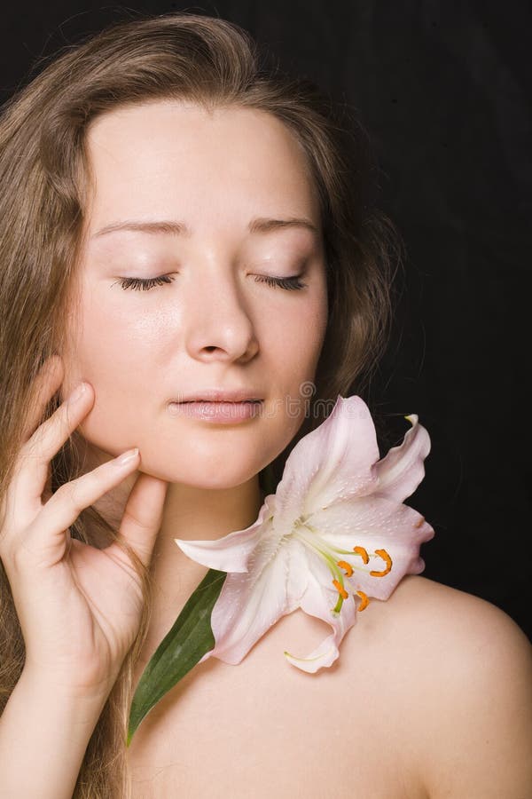 Woman with flower close up stock photo. Image of closeup - 32517050