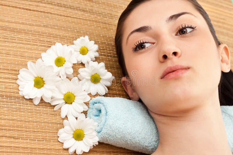 Woman with flower in spa stock photo. Image of healthy - 18827620