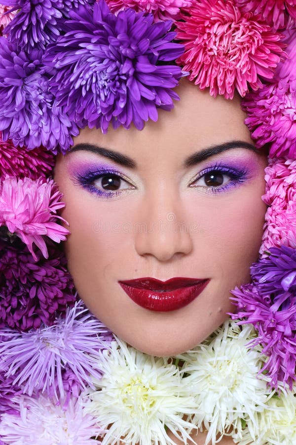 Woman in flowers stock image. Image of skincare, lady - 10944357