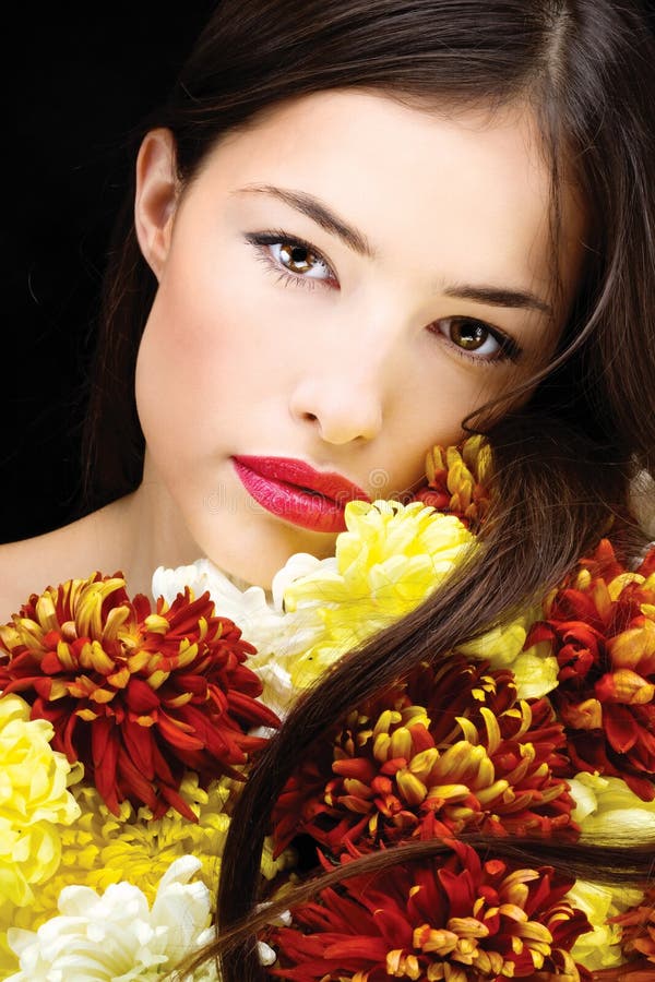 Woman with flowers stock photo. Image of colored, attractive - 22808346