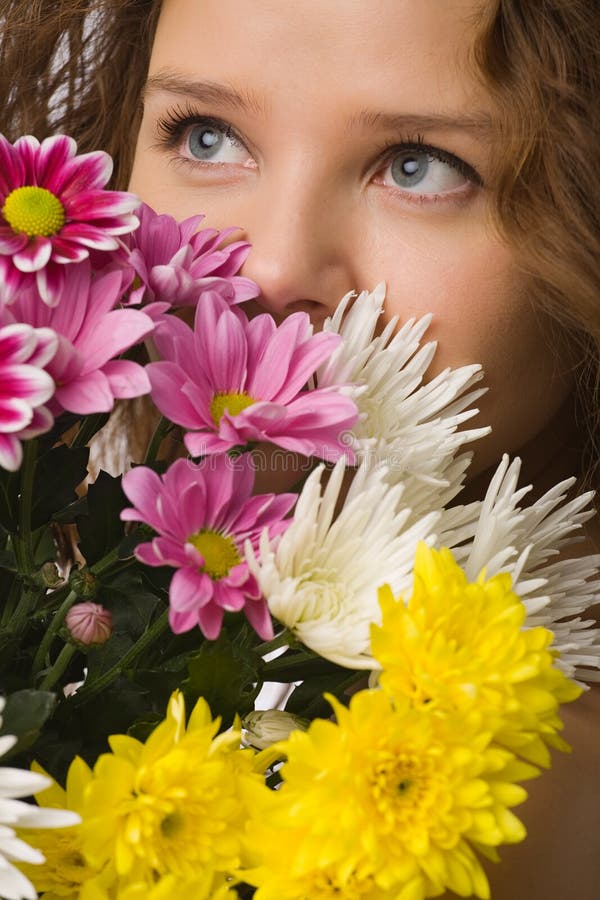 Woman with flowers stock photo. Image of beautiful, isolated - 5035478