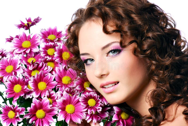 Woman with flowers stock image. Image of freshness, fashion - 7221703