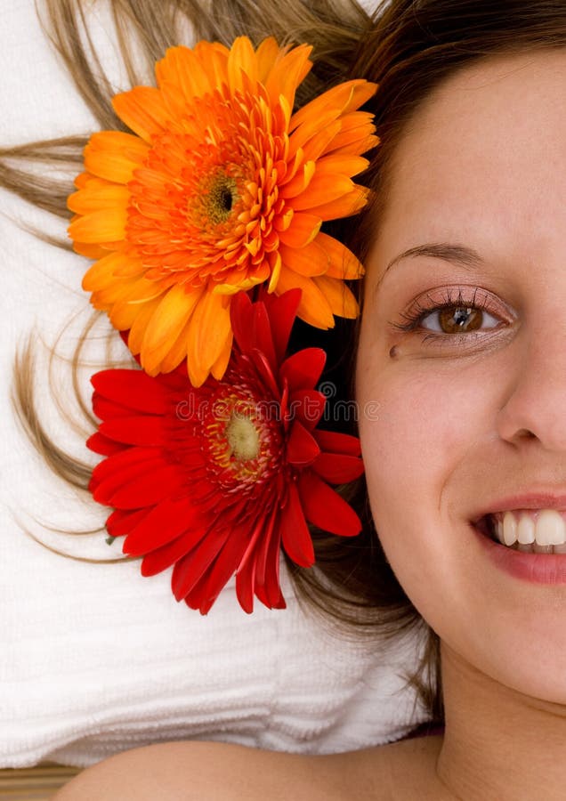 Woman with flowers stock photo. Image of young, cosmetics - 61096490