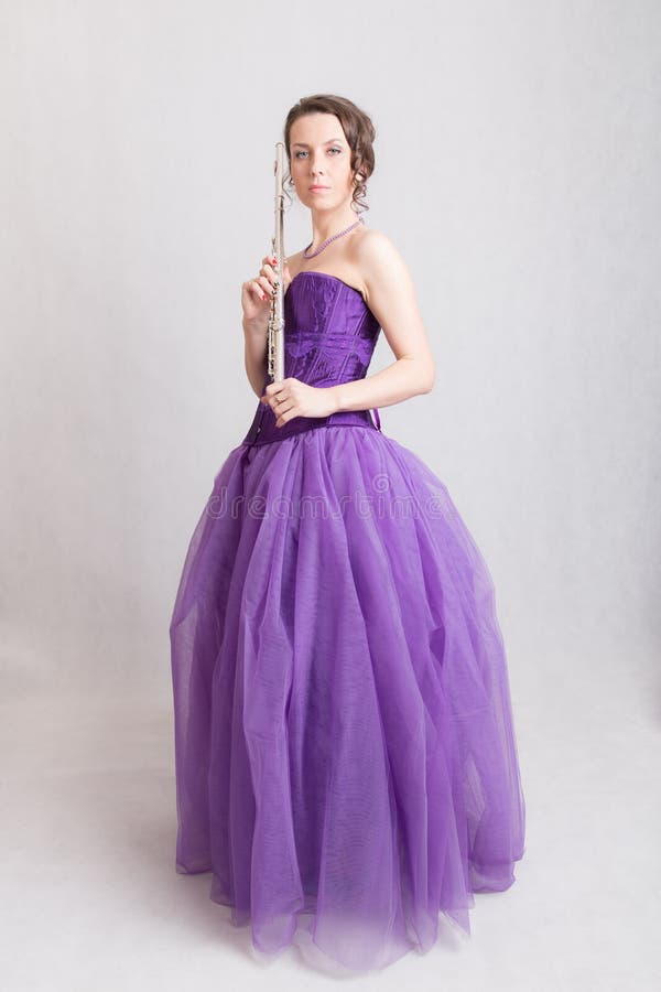 Woman with a flute stock photo. Image of elegance, portrait - 69235788