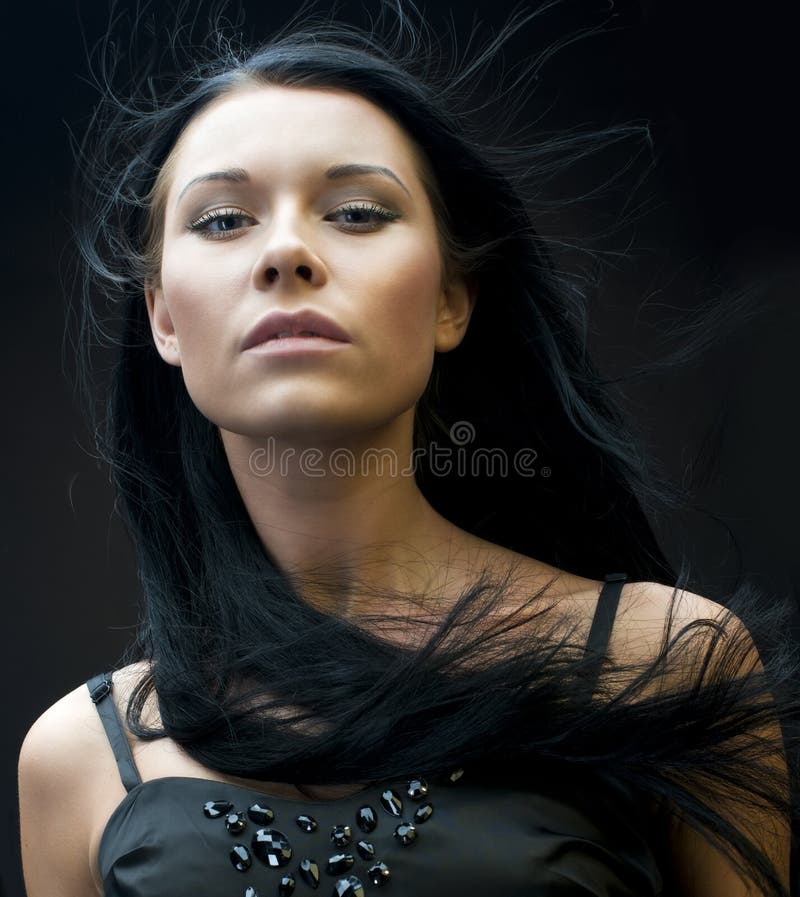 Woman with flying hair stock image. Image of black, glamour - 11914169