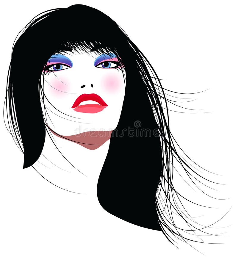 Woman with flying hair stock vector. Illustration of drawing - 7533280