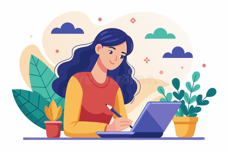 A Woman is Focused on Writing Notes in Her Notebook, Igniting ...