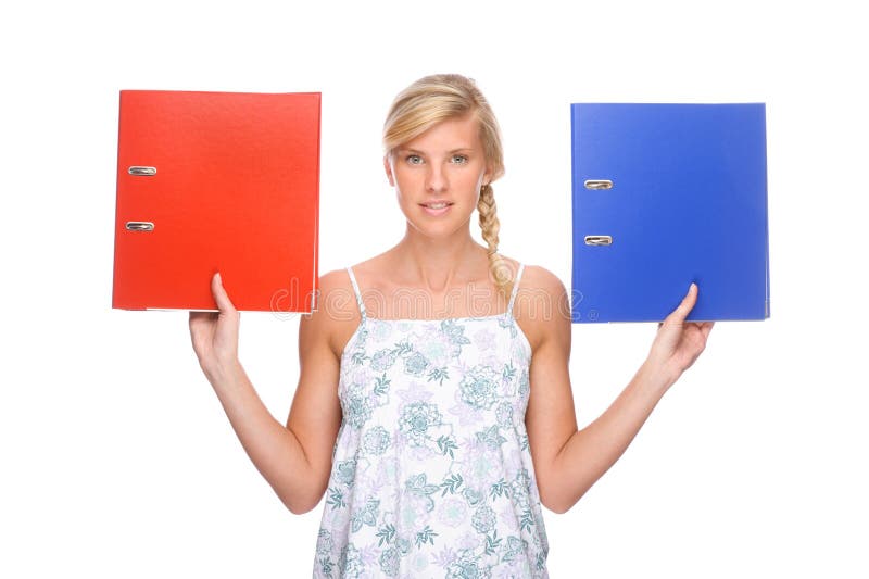 Woman with folder stock image. Image of girl, folder - 17806501